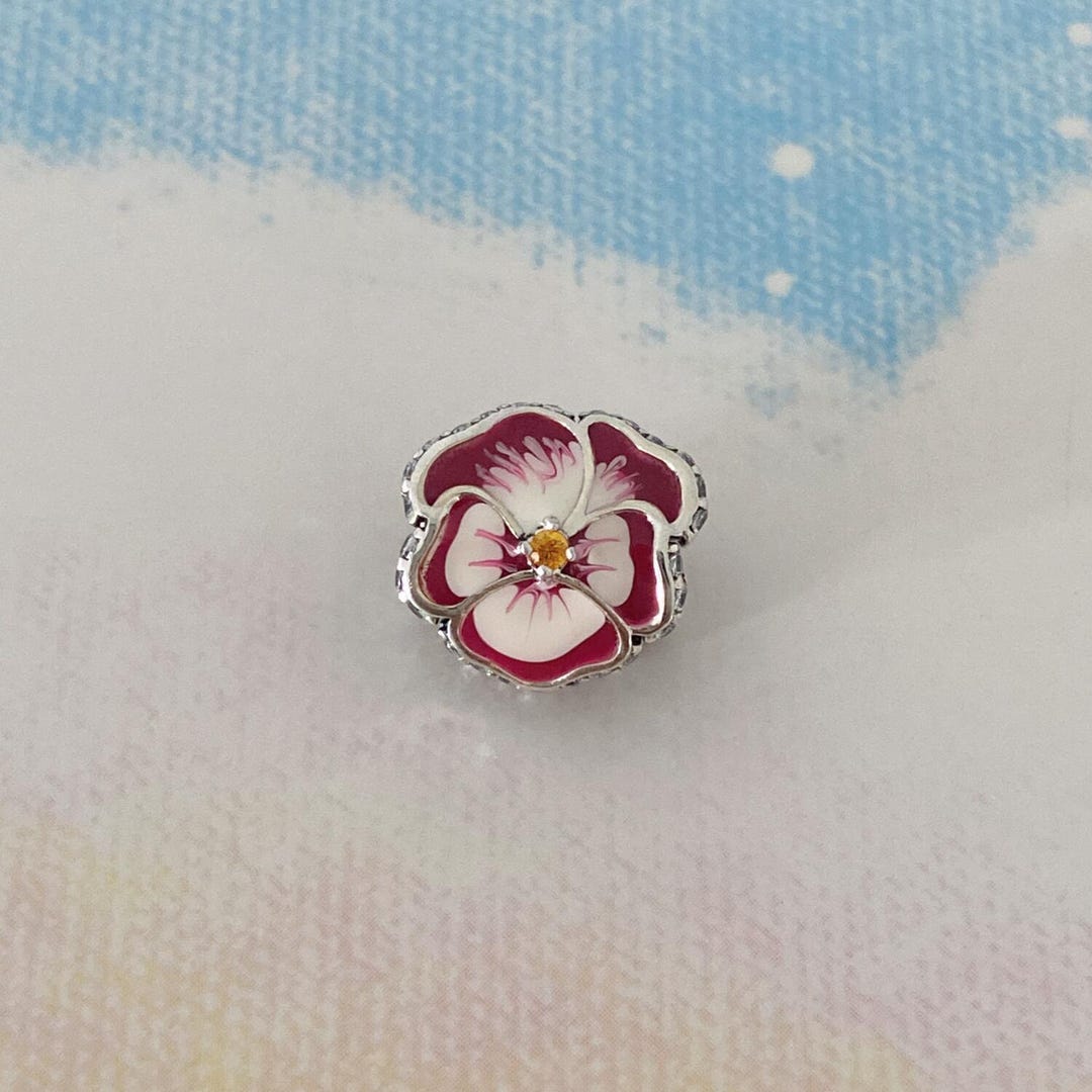 Pink Pansy Flower Charm,new 925 Sterling Silver Charm for Pandora ...