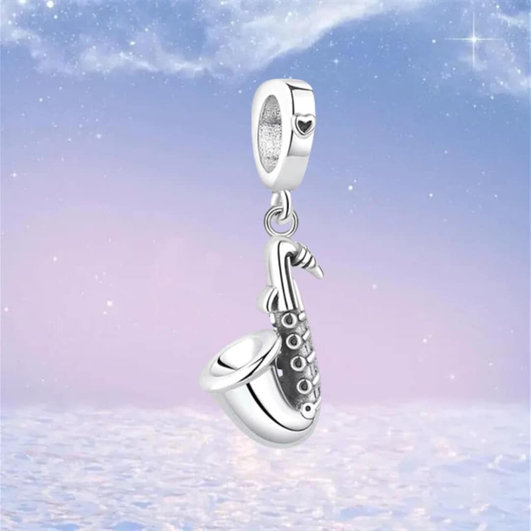 Saxophone Dangle Charm Sax Charm,925 Sterling Silver Charms for ...