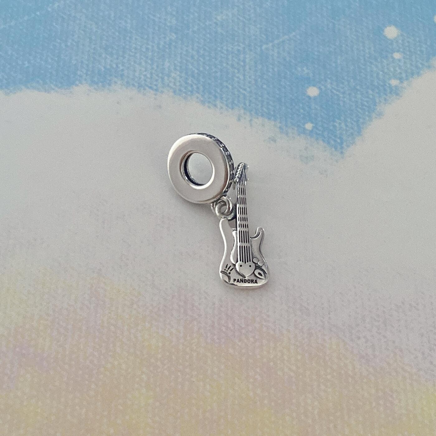 Electric Guitar Dangle Charm,genuine 925 Sterling Silver Charm for ...