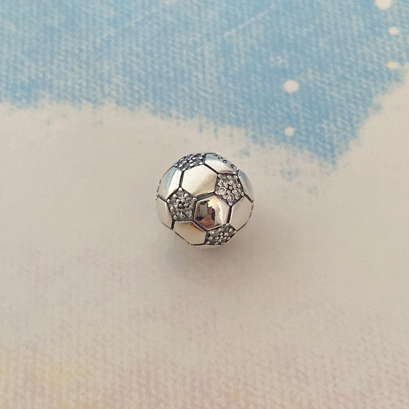Sparkling Soccer Ball Charm,football Charm,925 Sterling Silver Charm ...