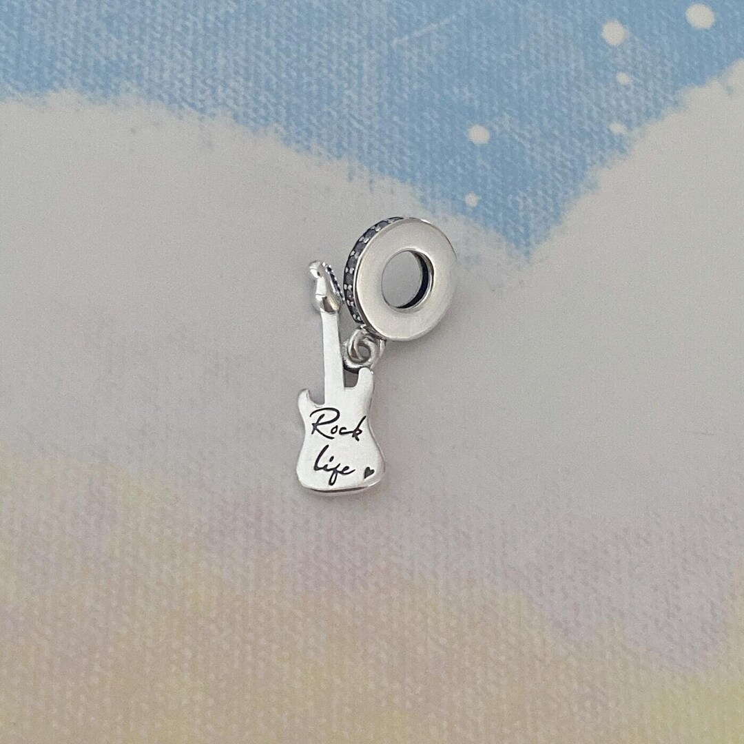 Electric Guitar Dangle Charm,genuine 925 Sterling Silver Charm for ...