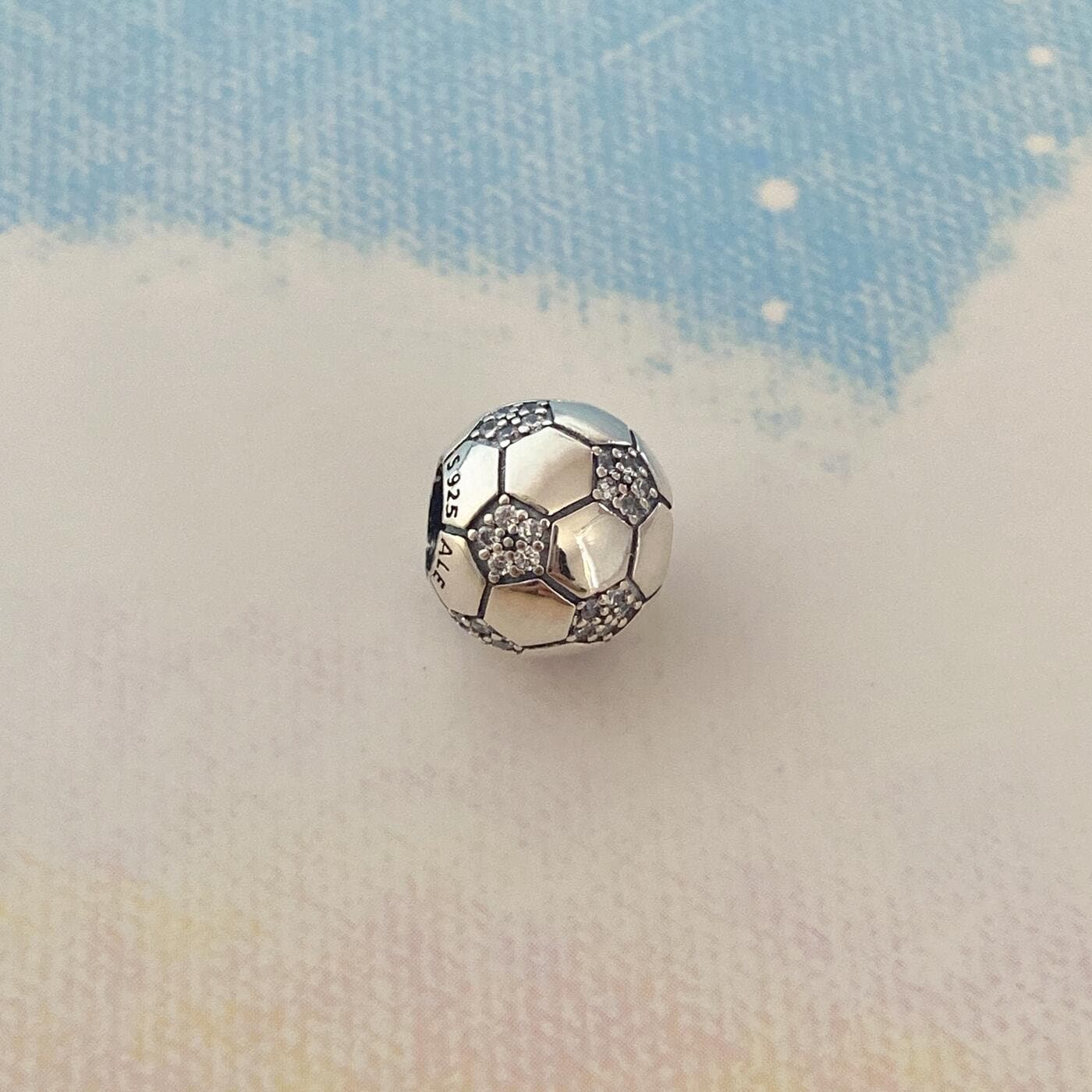 Sparkling Soccer Ball Charm,football Charm,925 Sterling Silver Charm ...