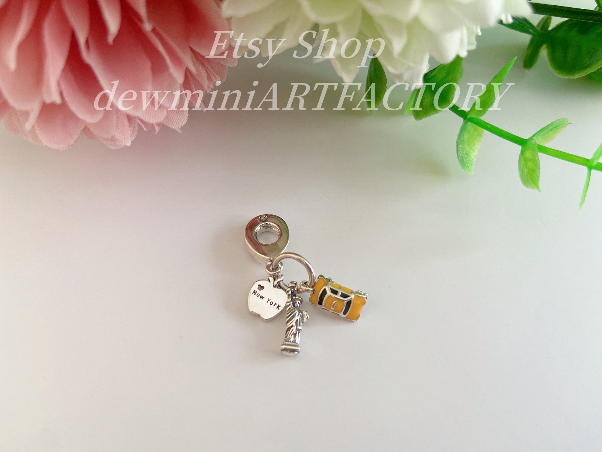 Symbols of New York City Dangle Charm925 Sterling Silver - Etsy
