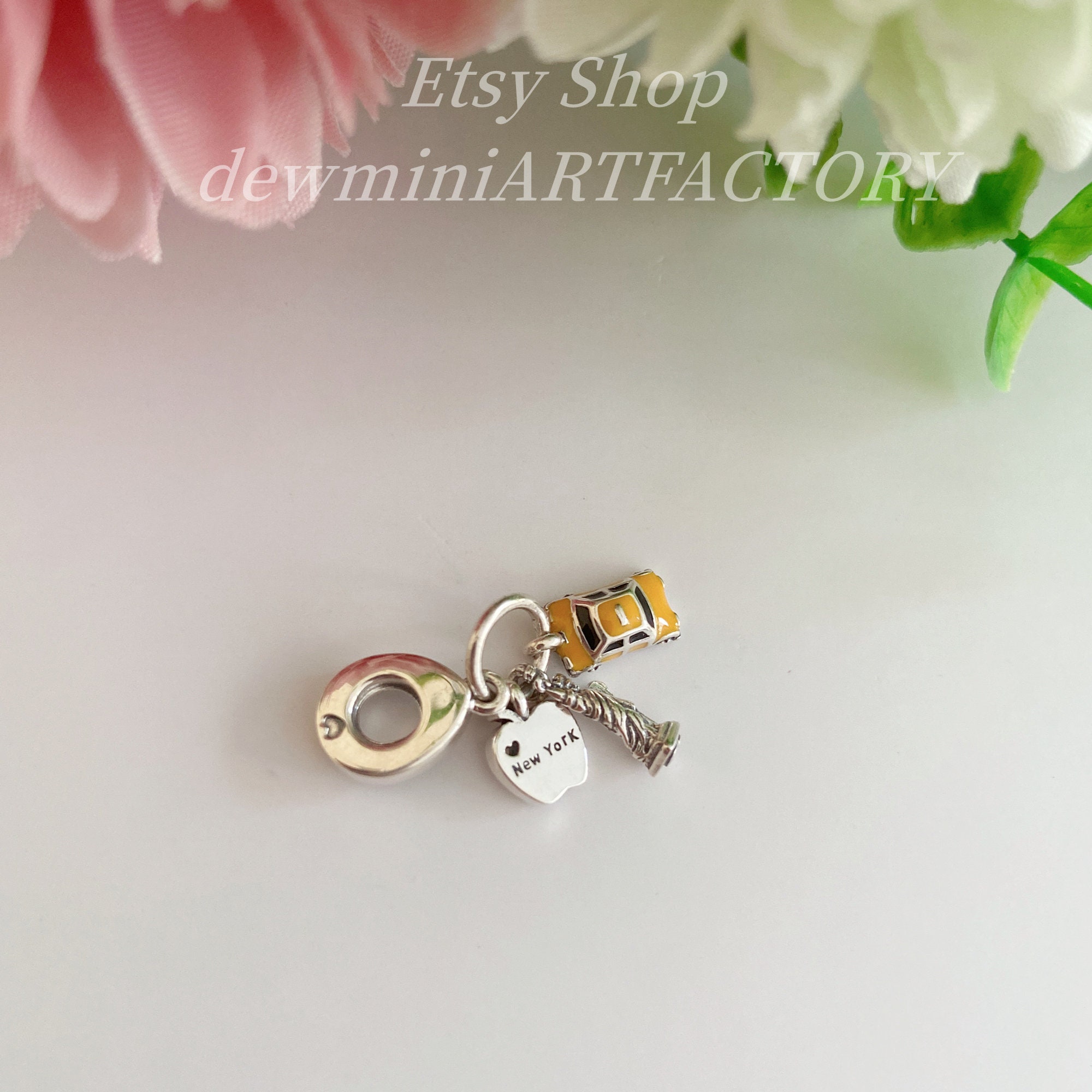 Symbols of New York City Dangle Charm,925 Sterling Silver Charm for ...