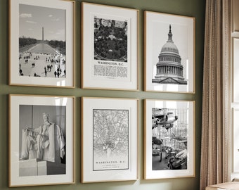 Washington DC Print Black and White Photography Set Set of 6 - Etsy