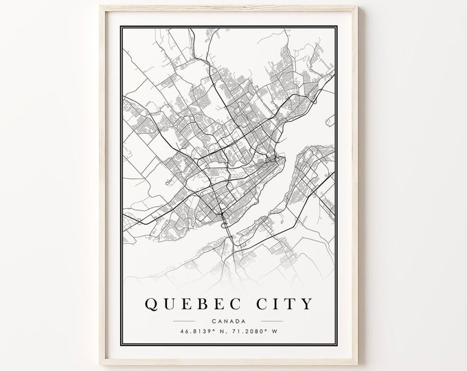 Quebec City Vintage Map Print Quebec City Map Canada Map - Etsy