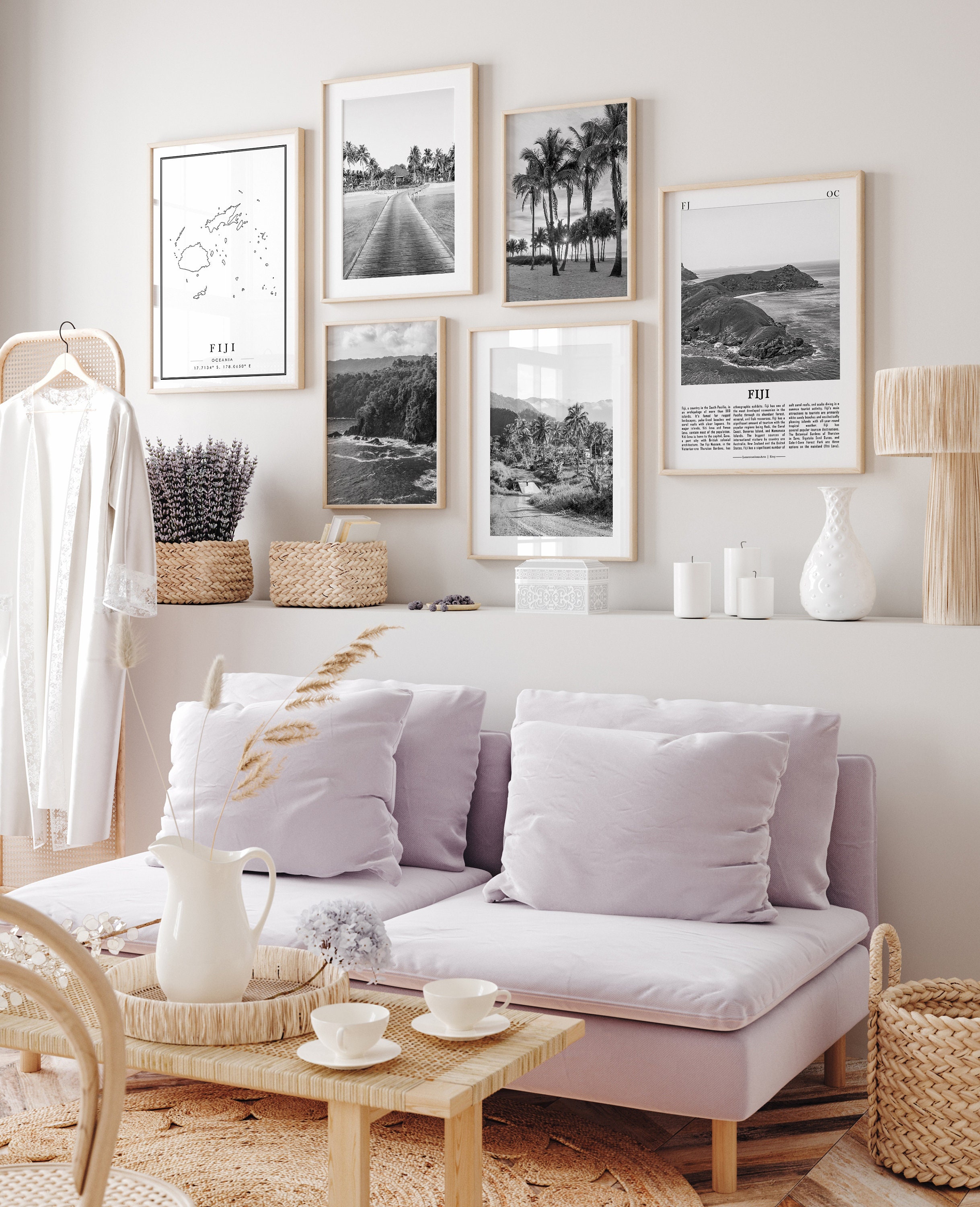 Fiji Prints Fiji Black and White Prints Set of 6 Fiji Wall - Etsy