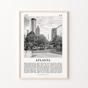 Atlanta City Prints, Atlanta Black and White Prints Set of 6, Atlanta ...