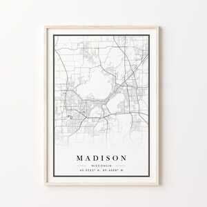 Madison City Prints, Madison Black and White Prints Set of 6, Madison ...