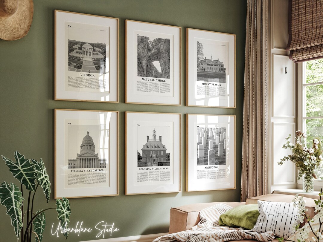 Virginia Prints Set: Black and White Landmark Art - Etsy