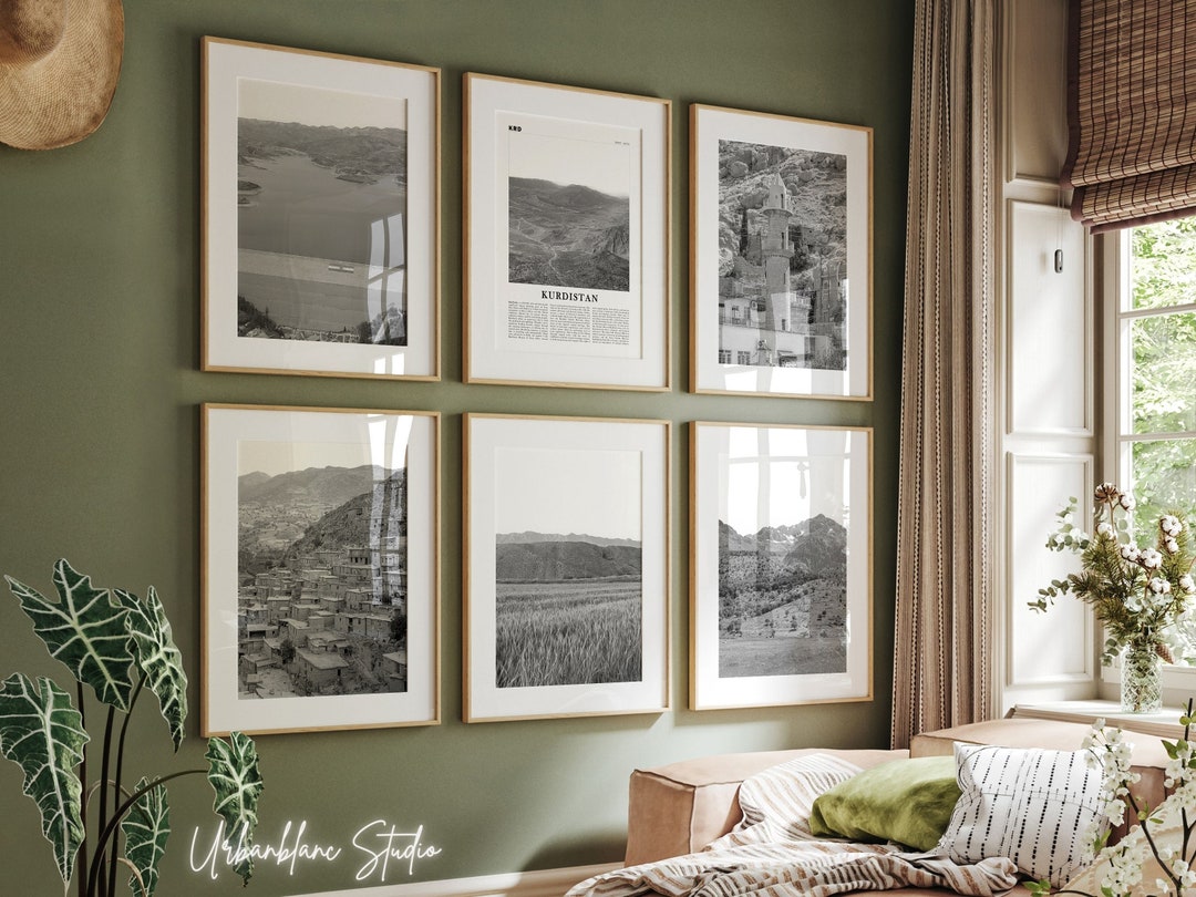 Kurdistan Prints Set of 6 | Black and White Wall Gallery Prints | Lake ...