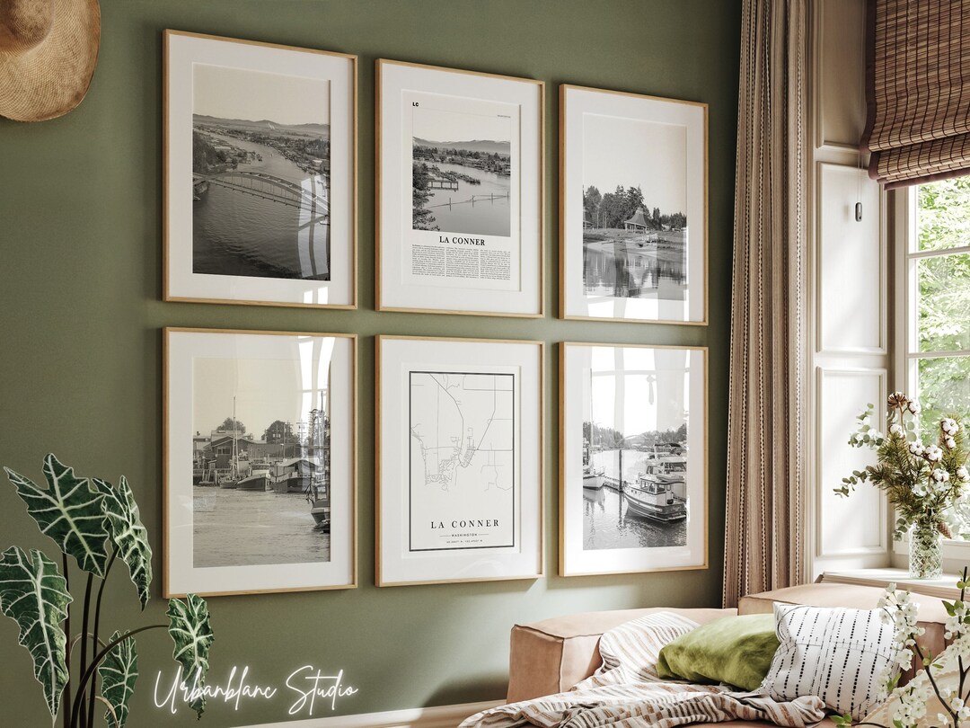 La Conner Prints Set of 6 | Black and White Wall Gallery Prints ...