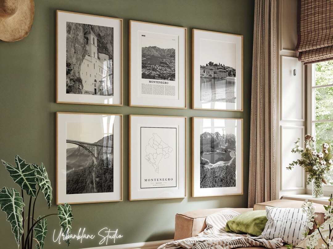 Montenegro Prints Set of 6 | B&W Wall Art | Ostrog | Đurđevića | Sveti ...