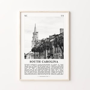 South Carolina SC Black and White, South Carolina Wall Art Set of 6 ...