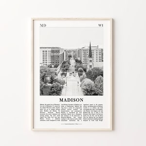 Madison City Prints, Madison Black and White Prints Set of 6, Madison ...