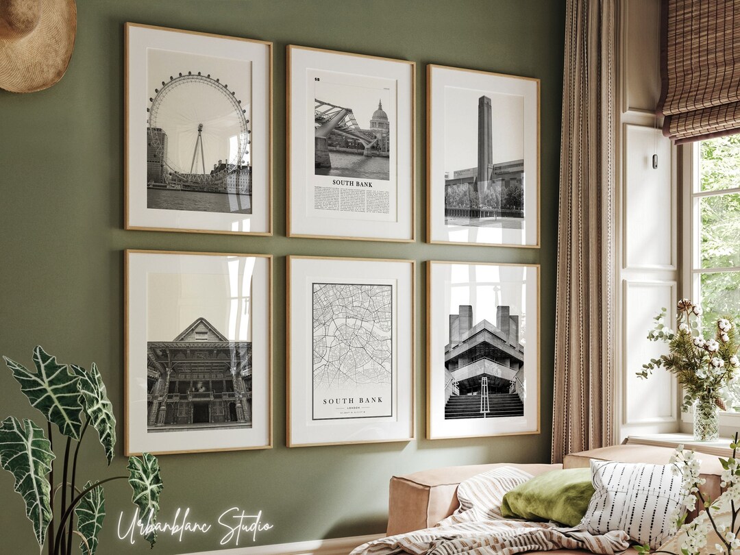 South Bank Prints Set of 6 | Black and White Wall Gallery Prints ...