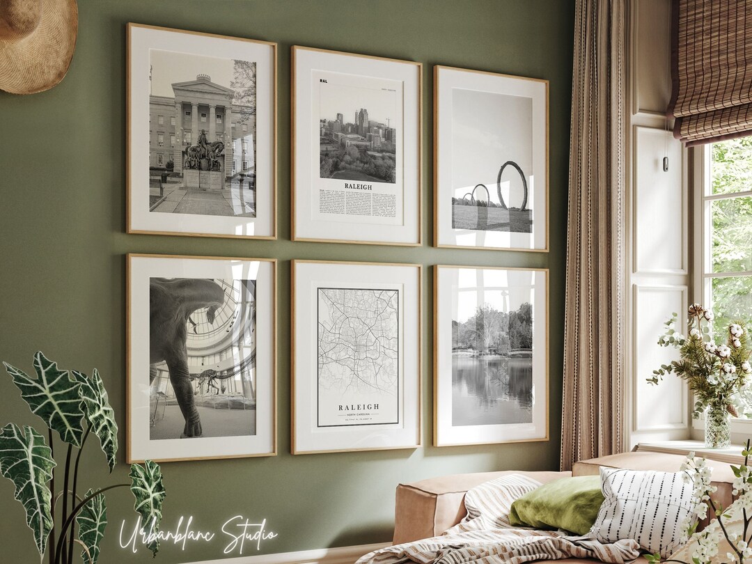 Raleigh Prints Set: Black and White Gallery Wall Art (digital Download ...