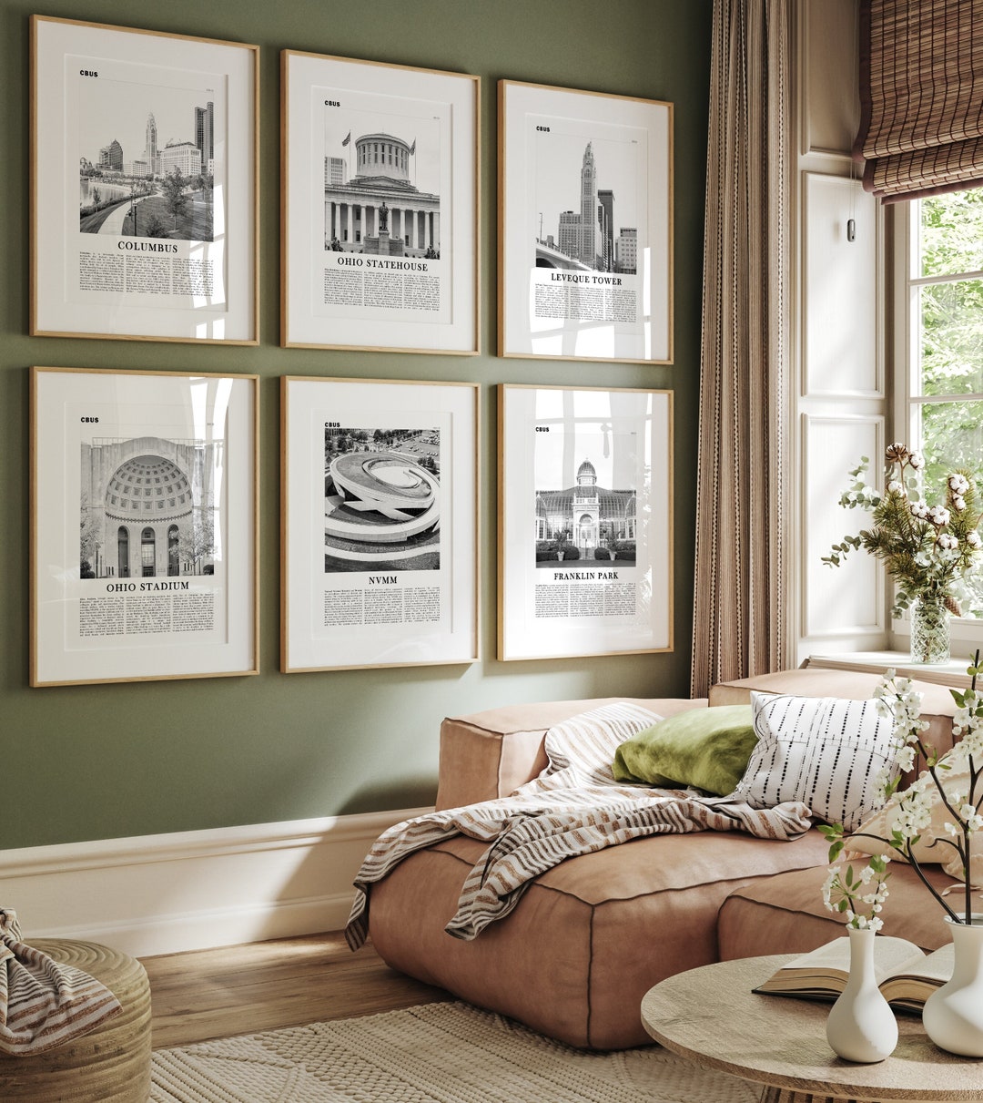 Columbus OH Prints Set of 6 Black and White Wall Art Prints Ohio ...