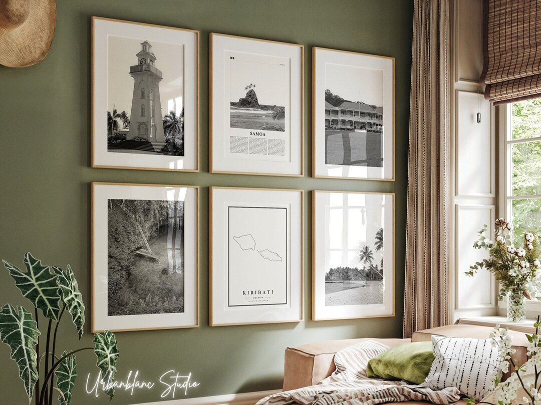 Samoa Prints Set of 6 | Black and White Wall Gallery Prints | Apia ...
