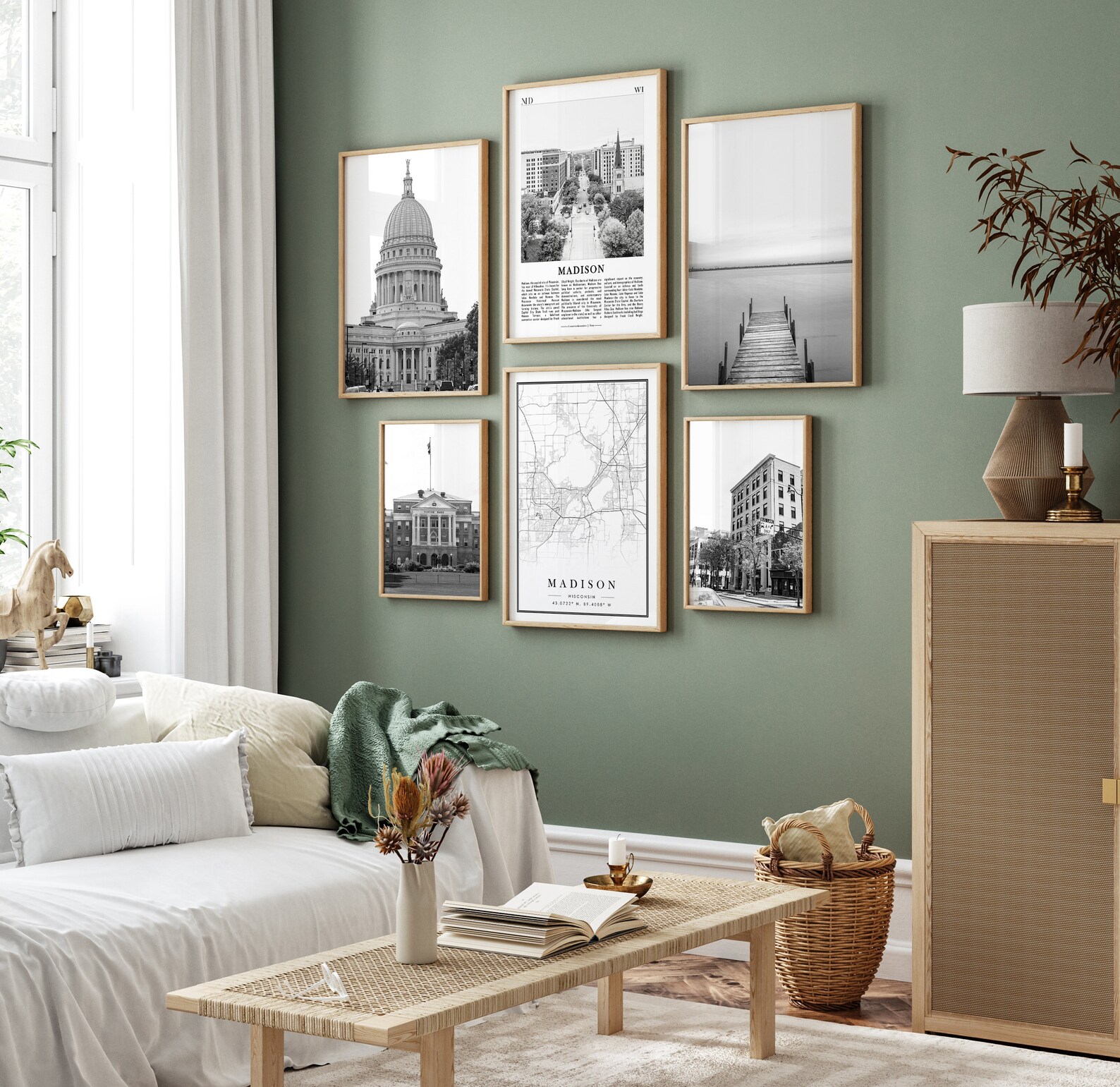 Madison City Prints Madison Black and White Prints Set of 6 - Etsy