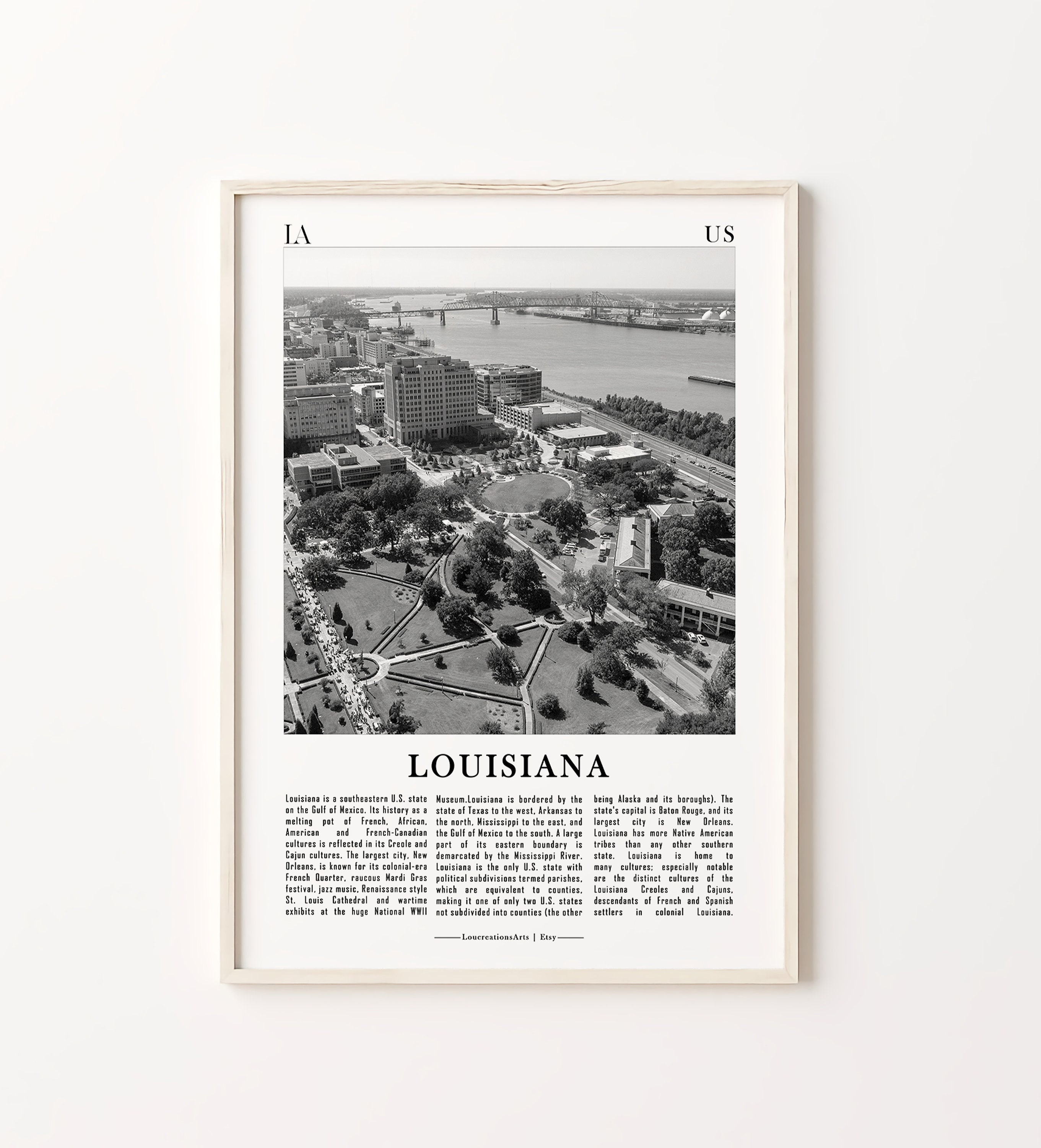 Louisiana Black and White Prints Set: Photo Gallery, Map (digital ...
