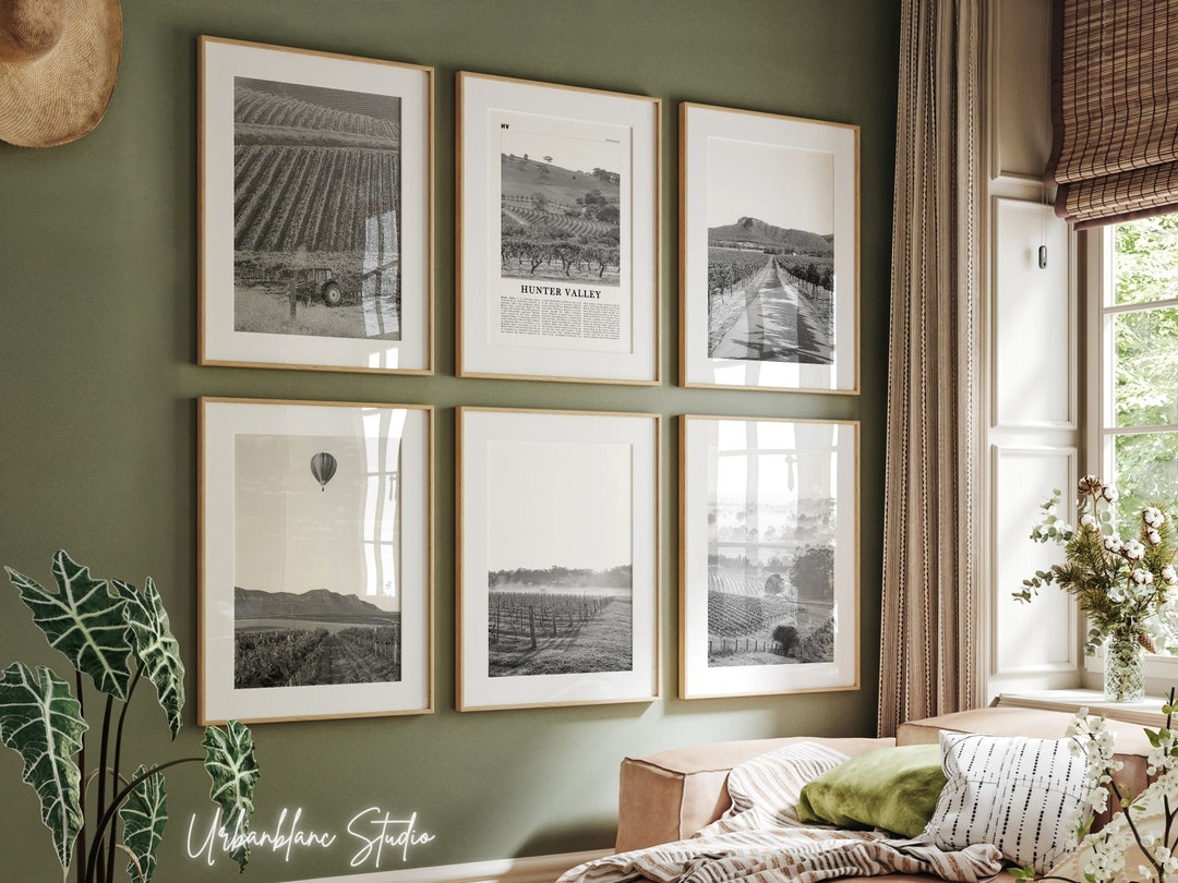 Hunter Valley Prints Set of 6 | Black and White Wall Gallery Prints ...
