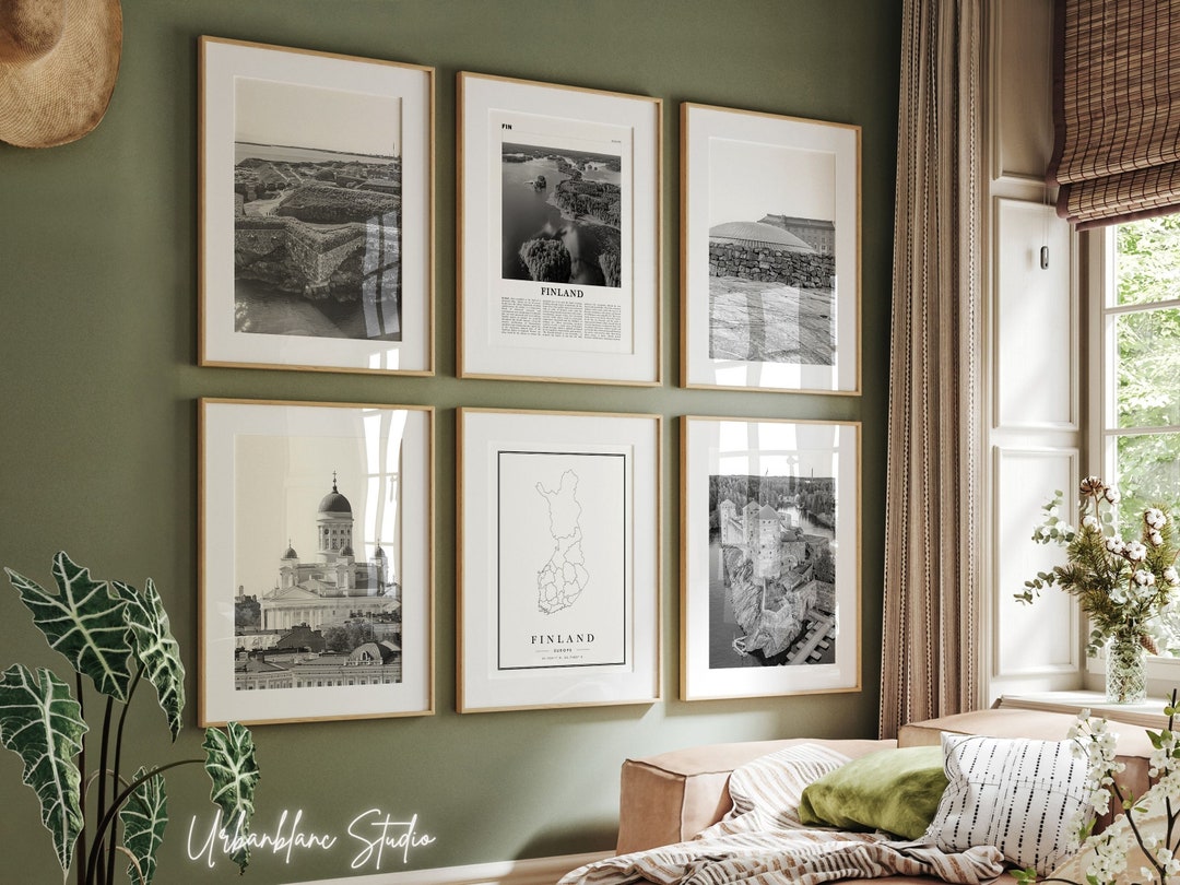 Finland Prints Set of 6 | Black and White Wall Gallery Prints ...