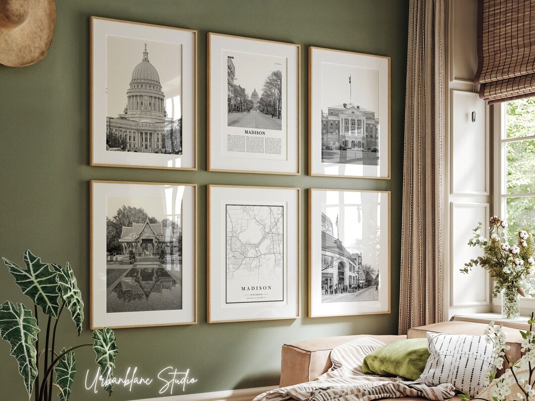 Madison Wisconsin Prints Set: Black and White Gallery Wall (digital ...