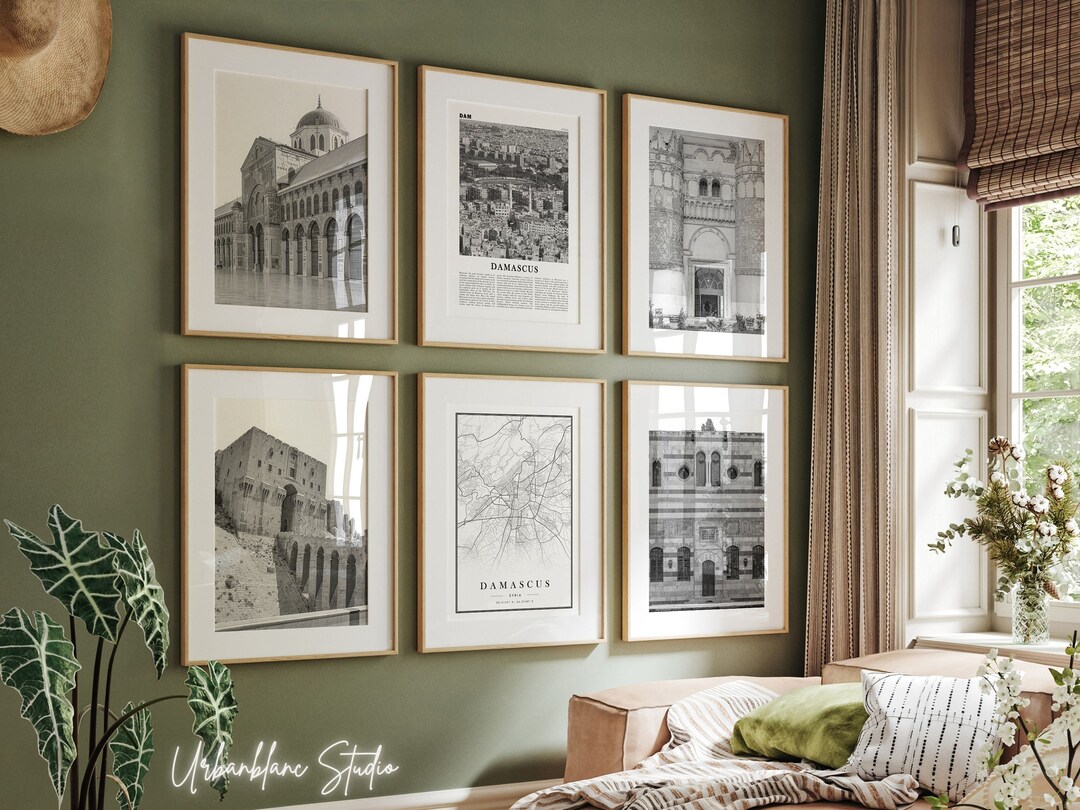 Damascus Prints Set of 6 | Black and White Wall Gallery Prints ...