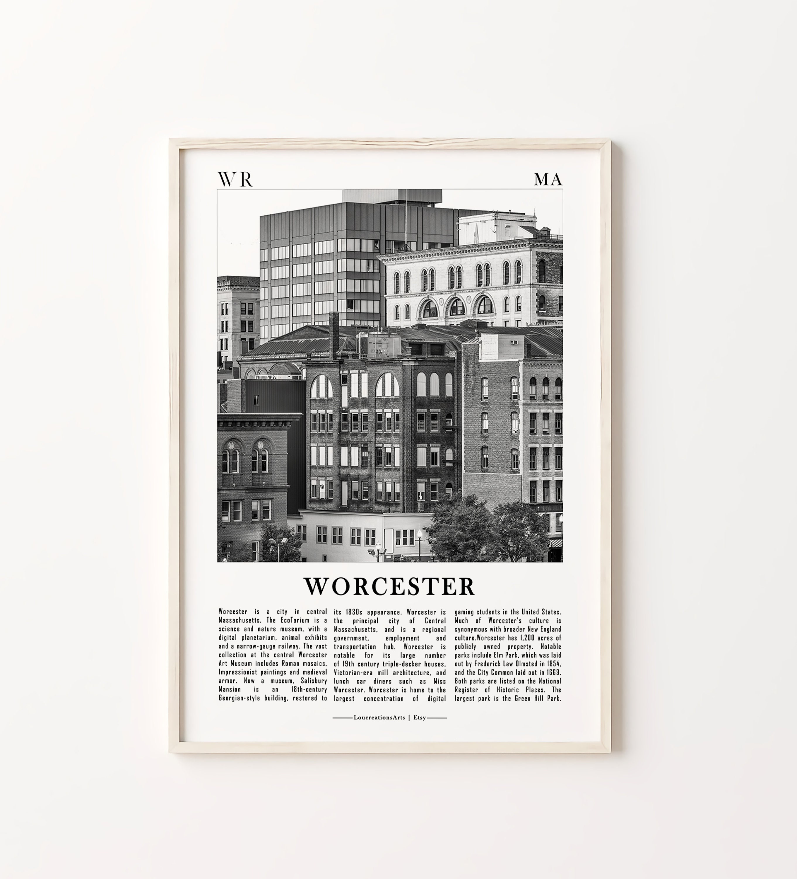 Worcester City Prints Worcester Black and White Prints Set of - Etsy