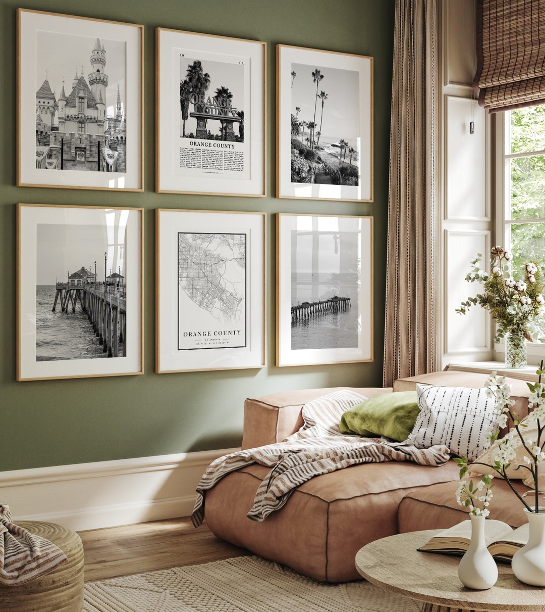 Orange County City Prints, Orange County Black and White Prints Set of ...