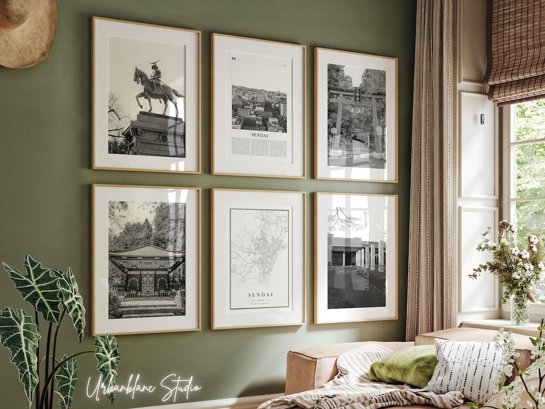Sendai Prints Set of 6 | Black and White Wall Prints | Sendai Castle ...