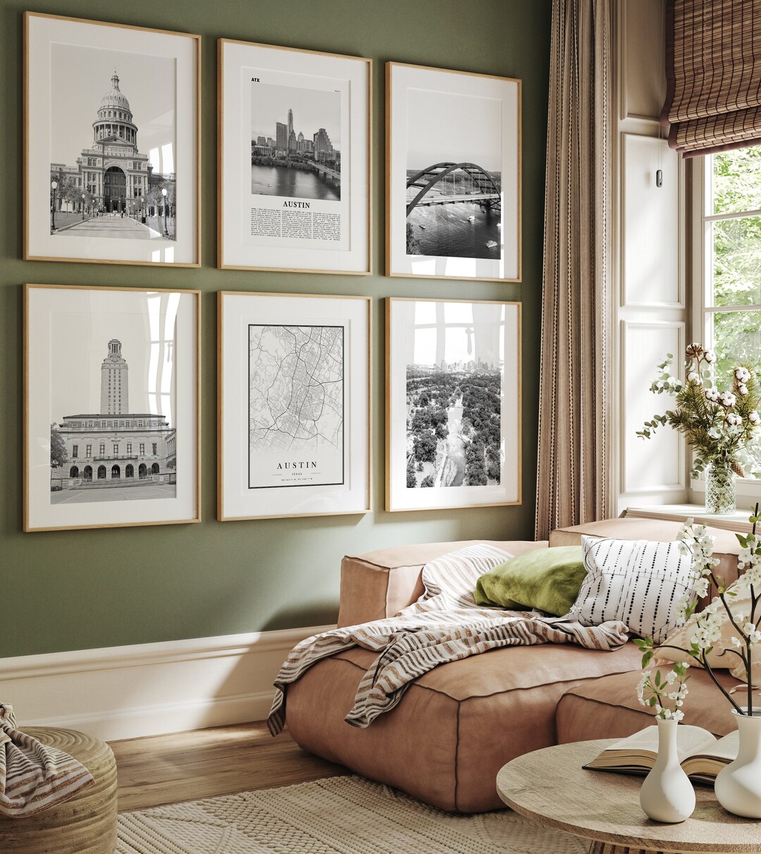 Austin TX Prints Set of 6 | Austin Black and White Prints | Texas State ...