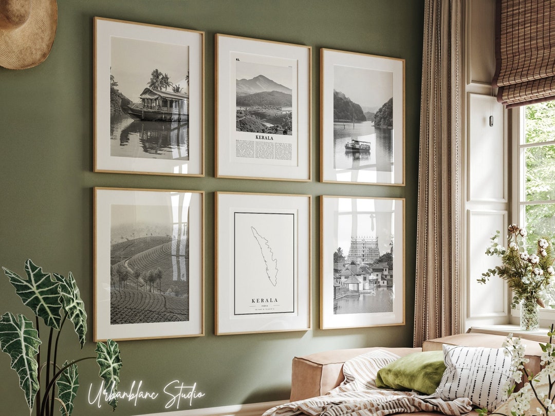 Kerala Prints Set of 6 | Black and White Wall Art Gallery Prints ...