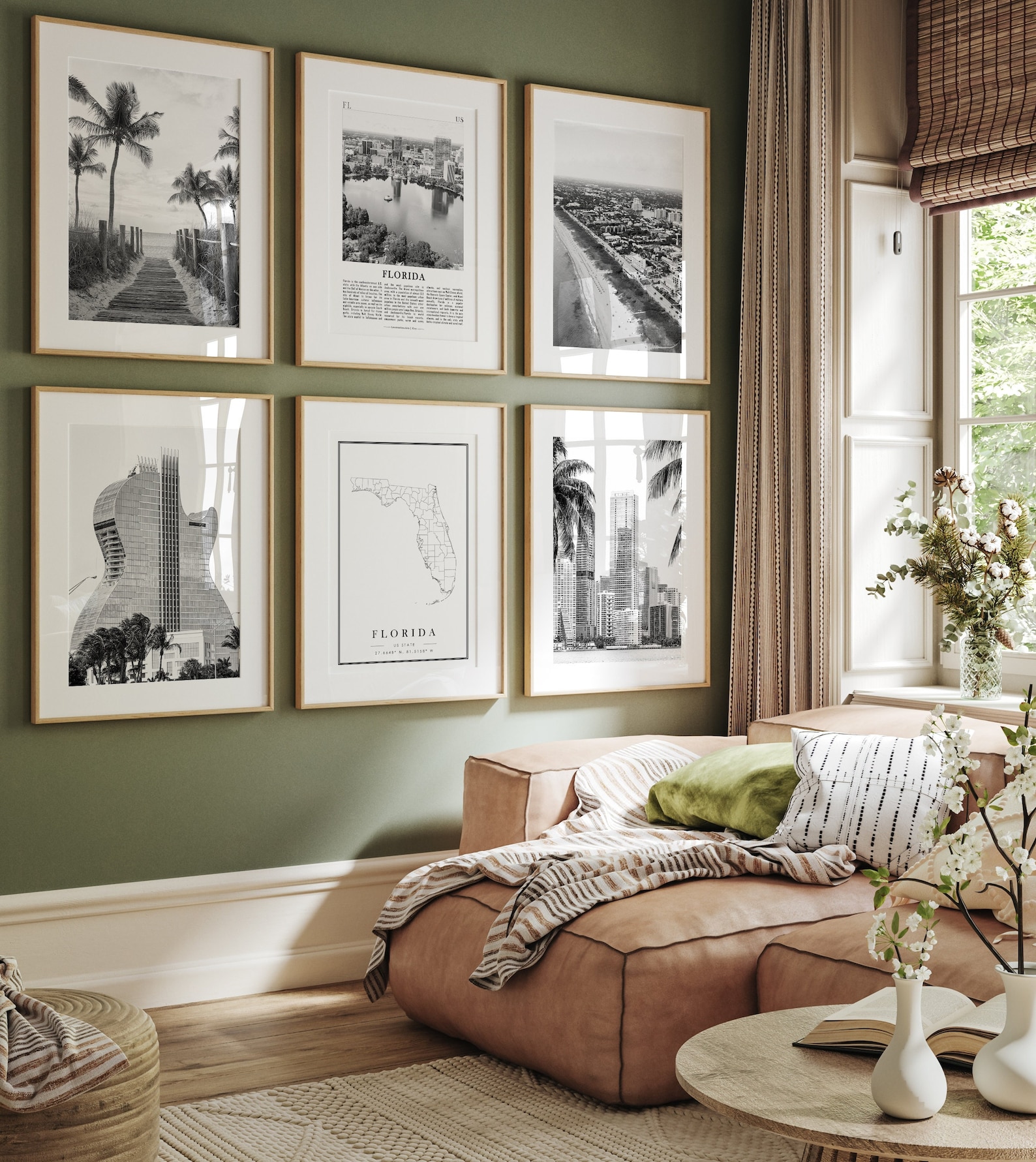 Florida State Prints Florida Black and White Prints Set of 6 - Etsy