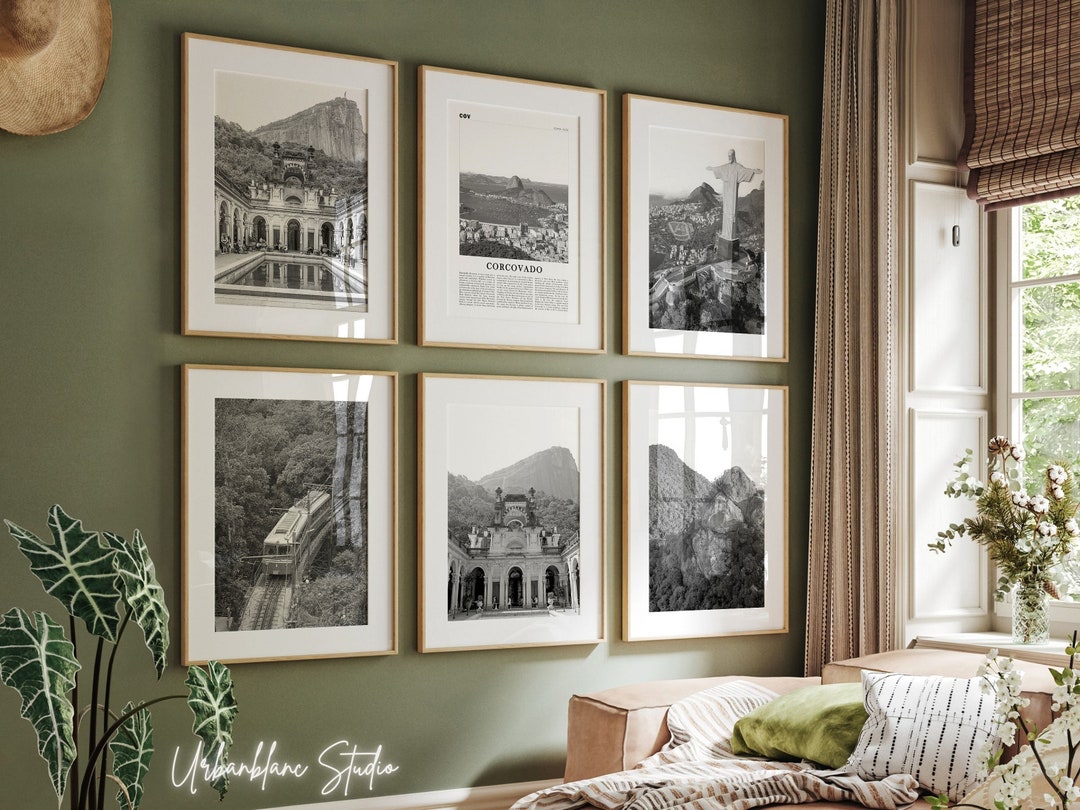 Corcovado Prints Set of 6 | Black and White Wall Gallery Prints ...