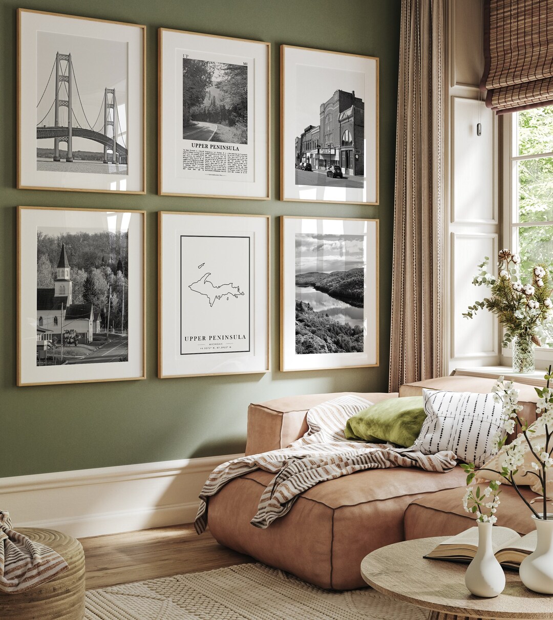 Upper Peninsula Prints, Upper Peninsula Black and White Prints Set of 6 ...
