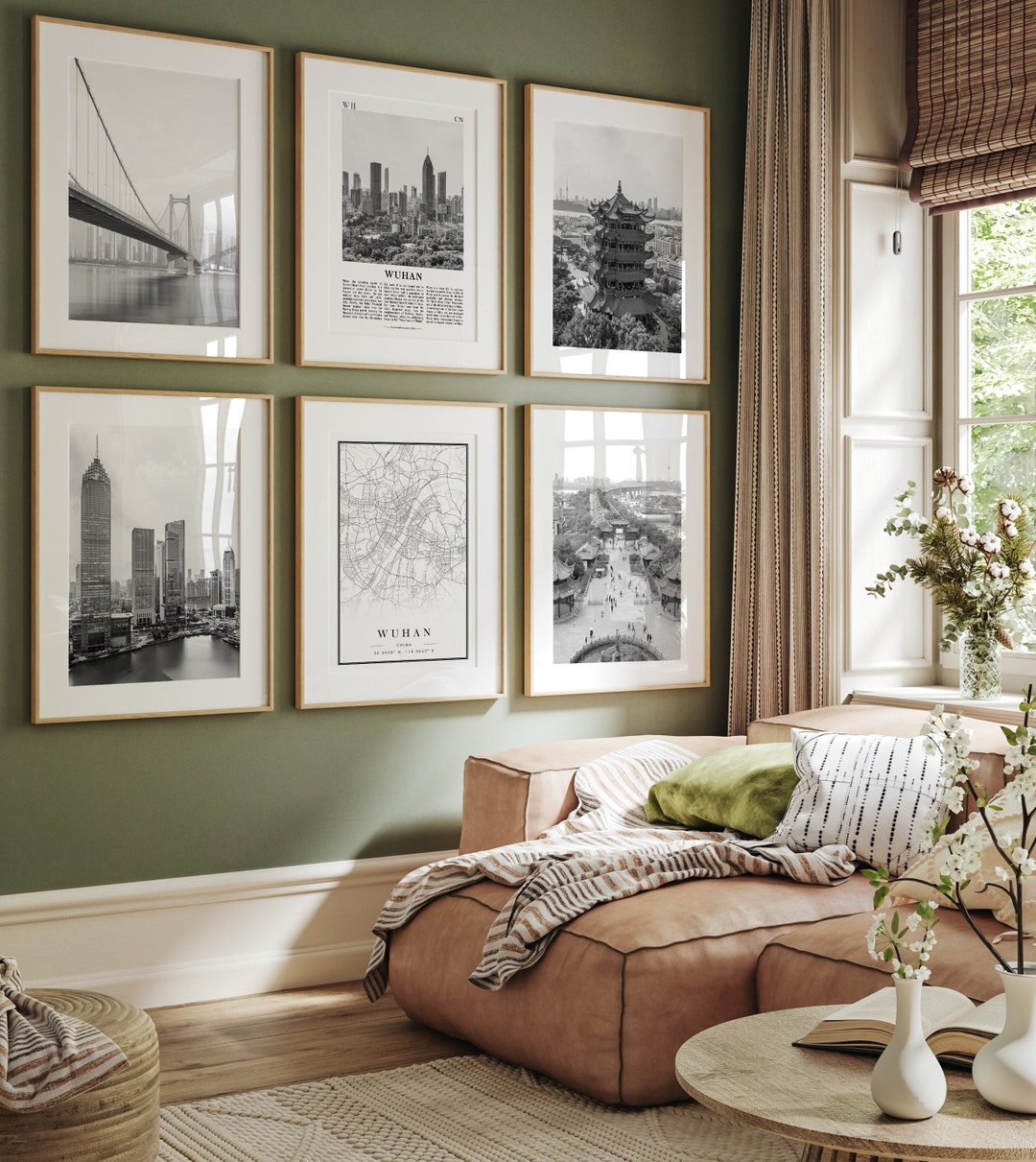 Wuhan China Black & White Photo Print Set, City Map - Etsy
