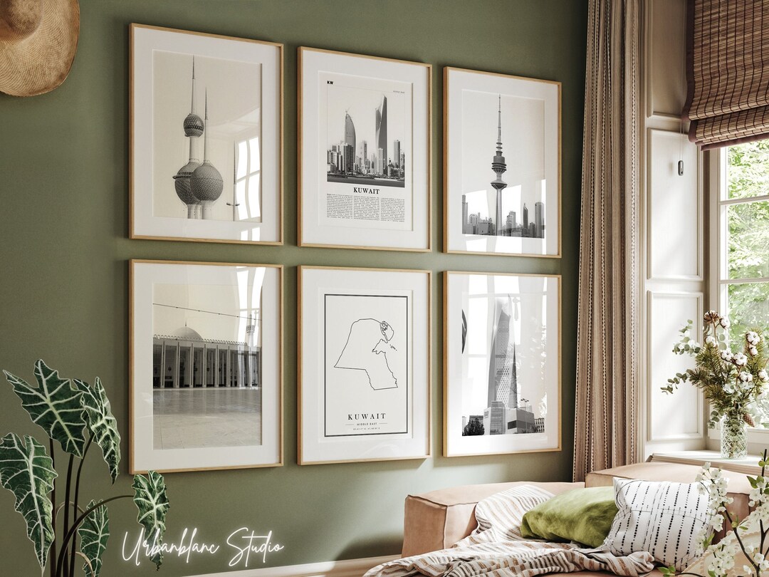 Kuwait Prints Set of 6 | B&W Wall Art | Kuwait Towers | Grand Mosque ...