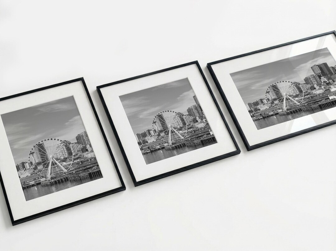 The Seattle Wheel Wall Art, BW & Color, Horizontal Vertical Square ...