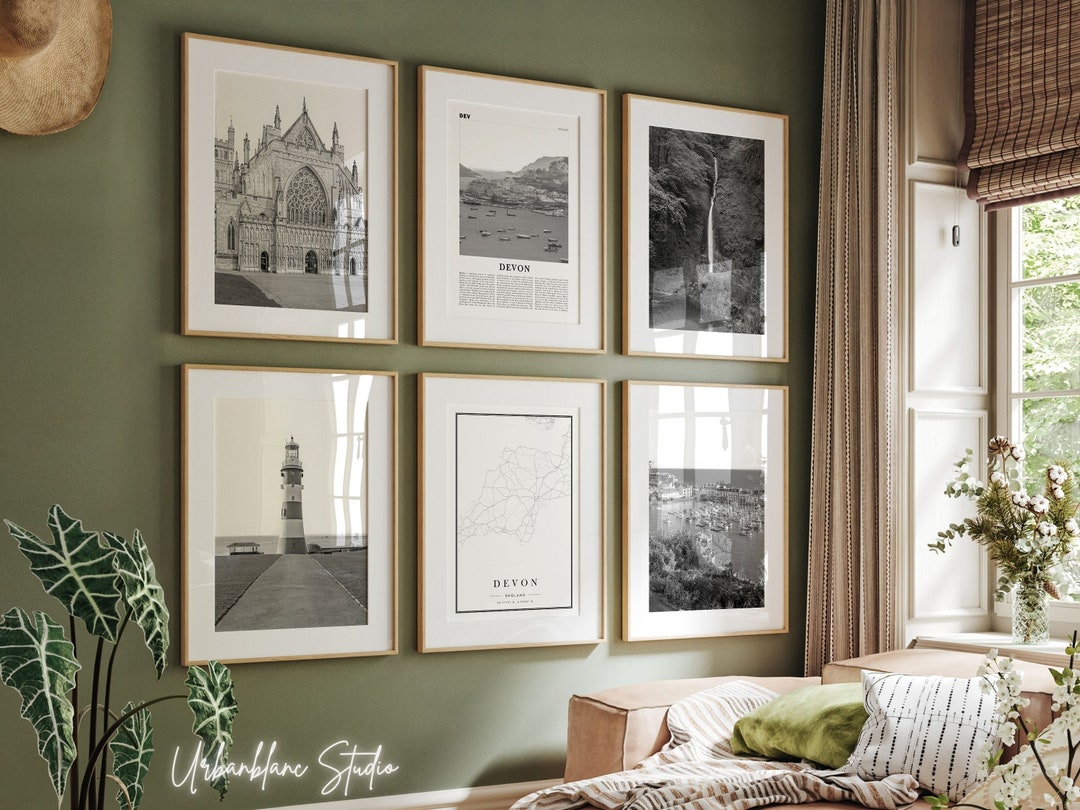 Devon Prints Set of 6 | Black and White Wall Gallery Prints | Exeter ...