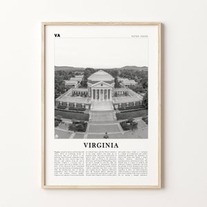 Virginia Prints Set of 6 Black and White Wall Gallery Prints State ...