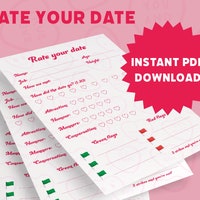 Rate My Date Evaluation Form - Printable Dating Journal - PDF Instant ...