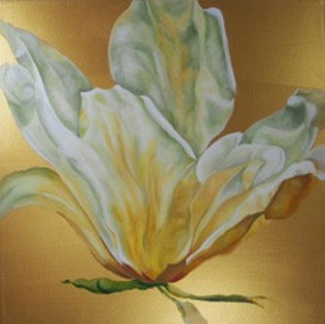 White Magnolia on Gold Original Art by Patricia Clark - Etsy