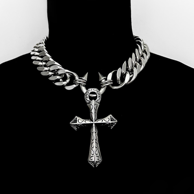 Goth Spike Cross Necklace - Etsy