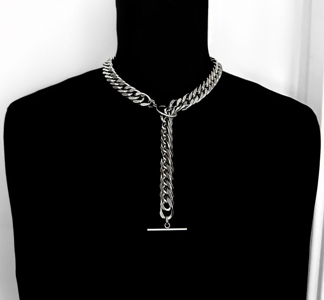LUXE LARIAT – Stainless Steel Drop Bar Necklace | Chunky Minimalist Y2K ...