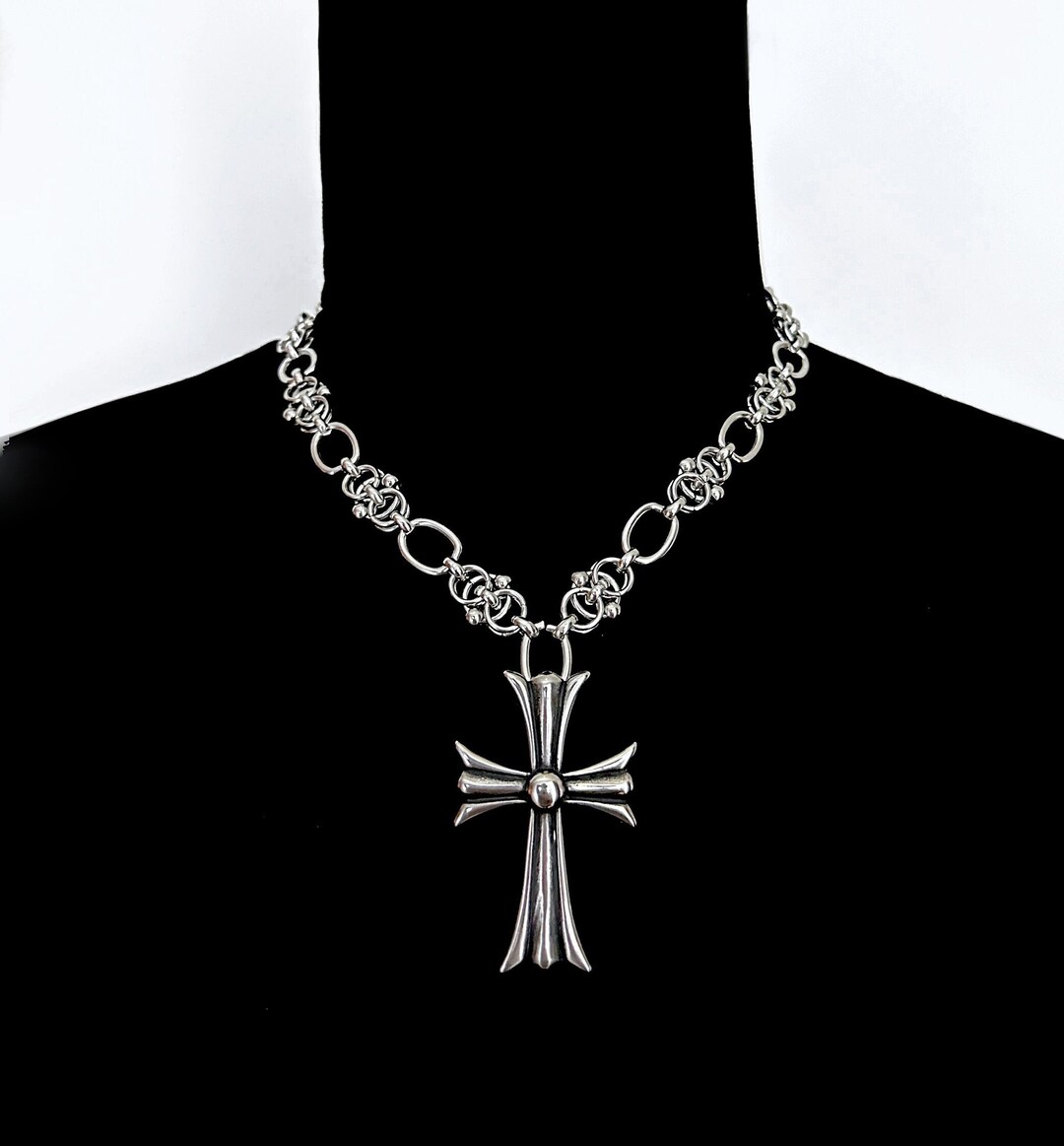 MERCILESS Stainless Steel Gothic Cross With Stainless Steel Punk ...