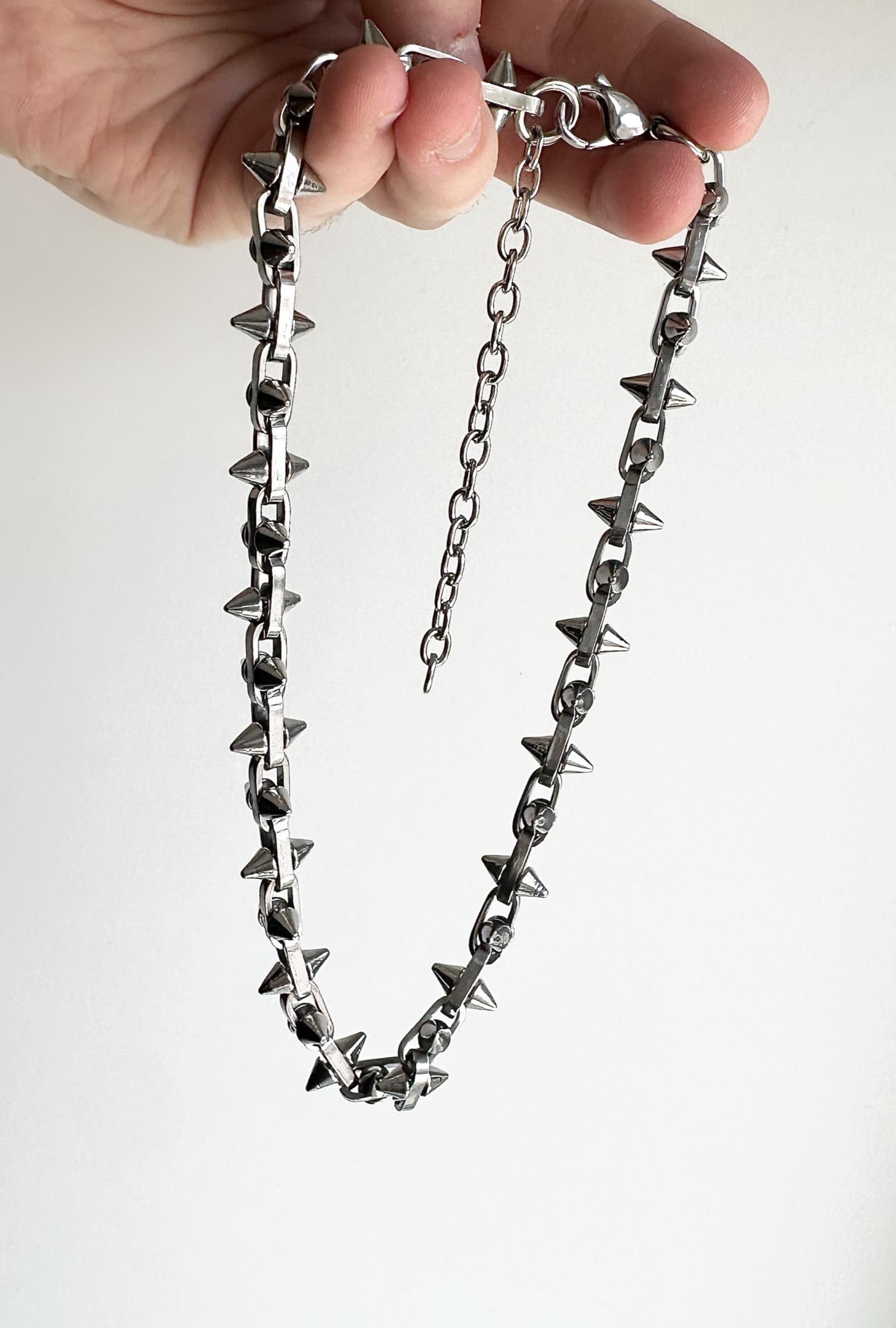 Spiked Luxe – Stainless Steel Spike Necklace | Chunky Alt Punk Chain ...
