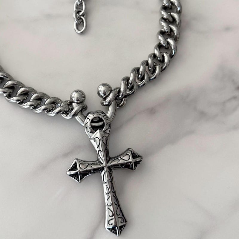 Large Punk Cross Necklace - Etsy