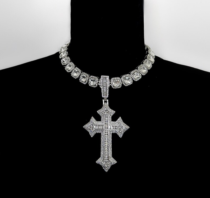 SPECTACULAR Stainless Steel Iced Out Cubic Zirconia Large Cross Pendant ...